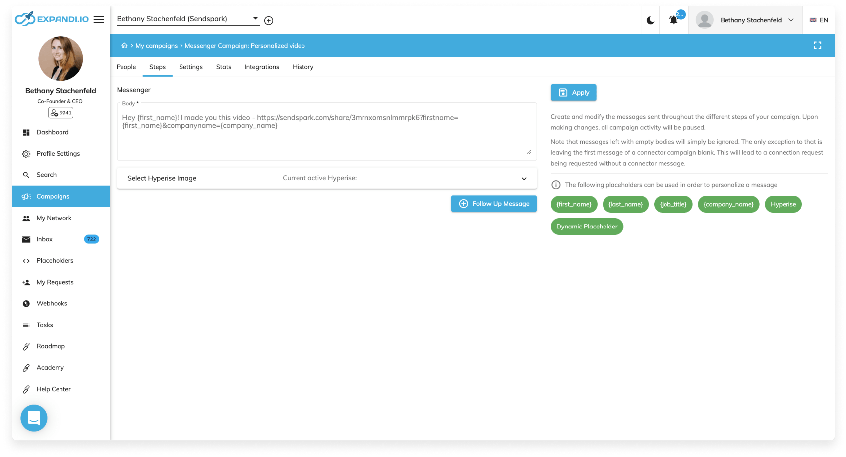 Sendspark Expandi Integration | Personalize Videos at Scale