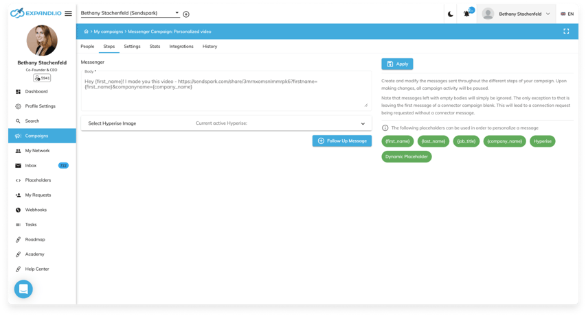 Sendspark Expandi Integration | Personalize Videos at Scale